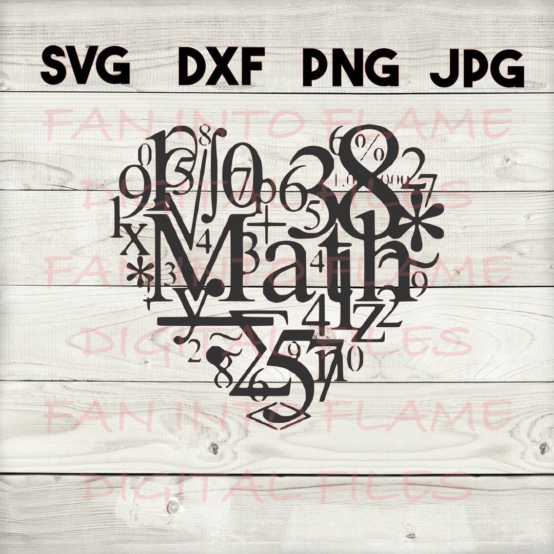 Math Heart SVG, DXF, Png, Jpg, Digital Download, Silhouette, Cricut ...
