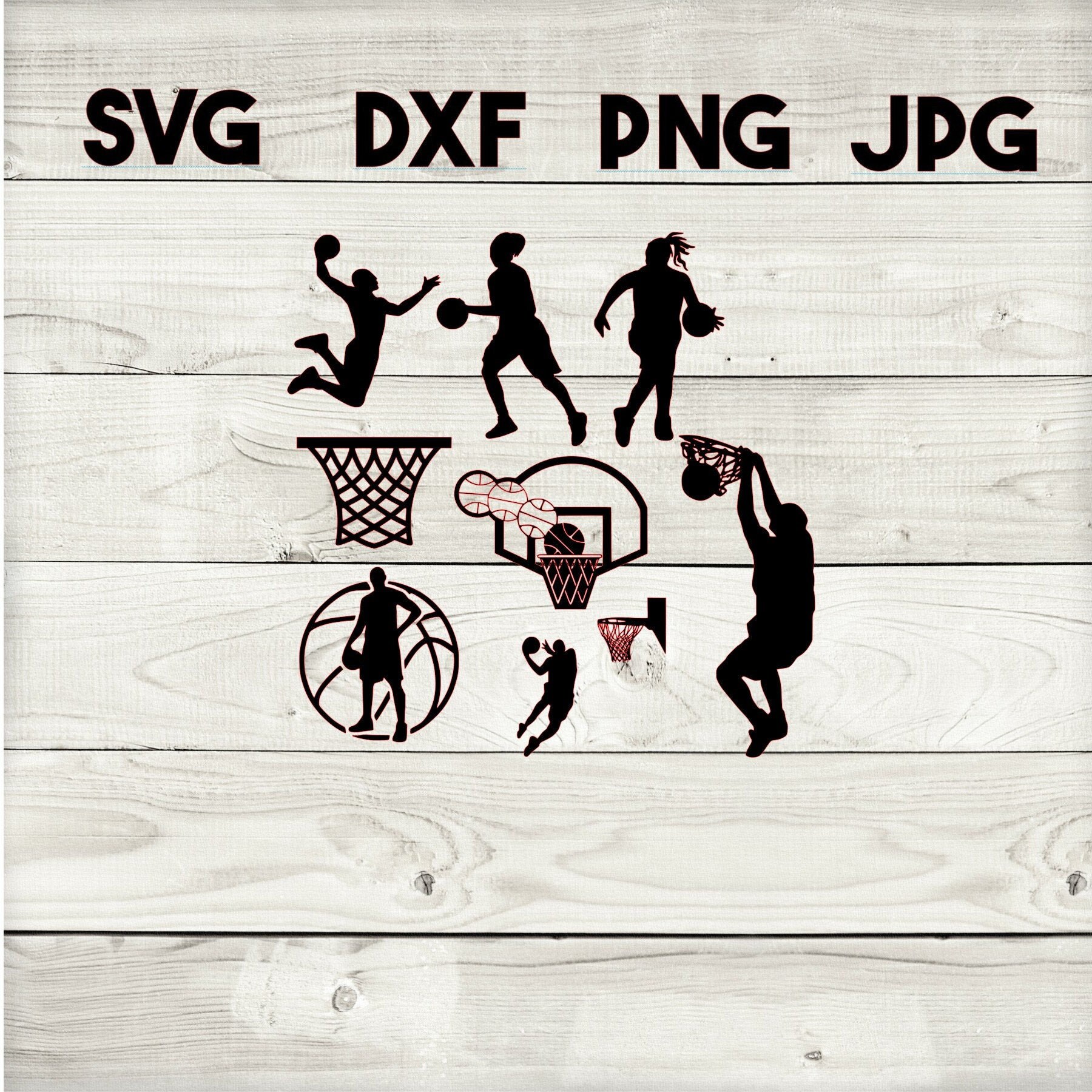 Basketball SVG DXF Png Jpg Digital Download Silhouette - Etsy