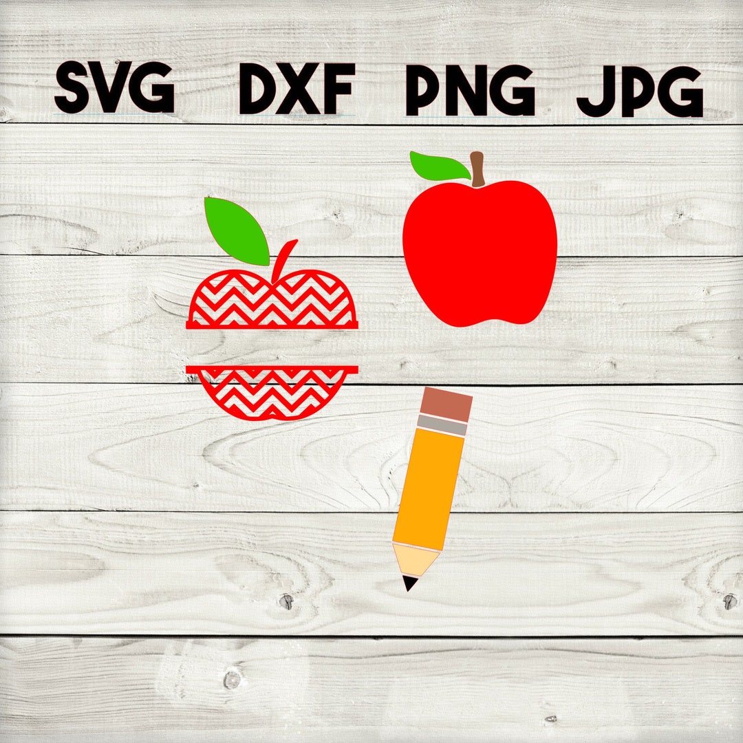 Teacher Apple Pencil SVG, DXF, Png, Jpg, Digital Download, Silhouette ...