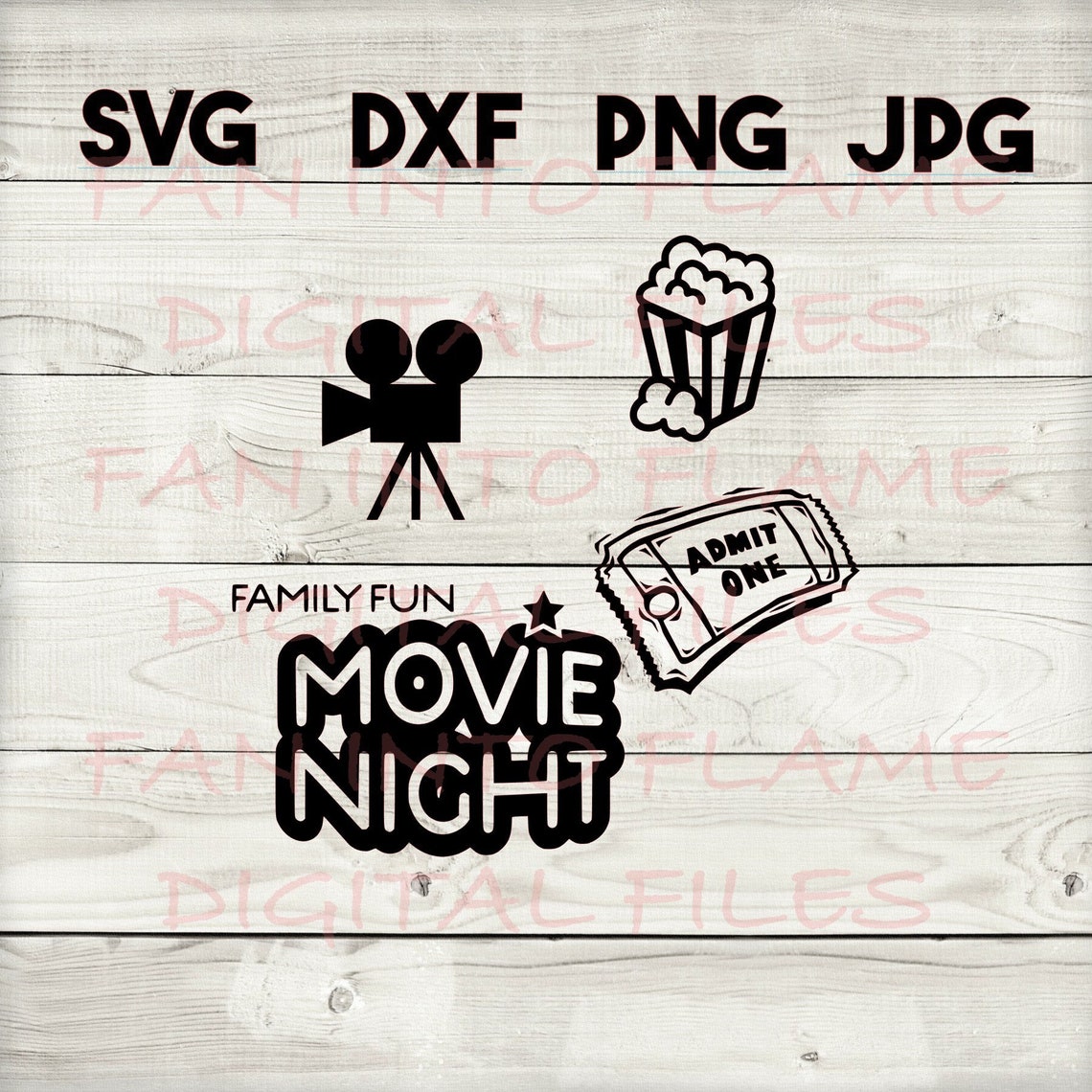 Movie Night SVG DXF Png Jpg Digital Download Silhouette - Etsy