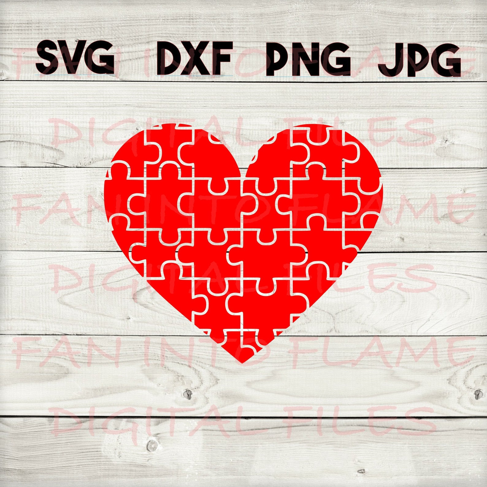 Heart Puzzle SVG DXF Png Jpg Digital Download Silhouette - Etsy