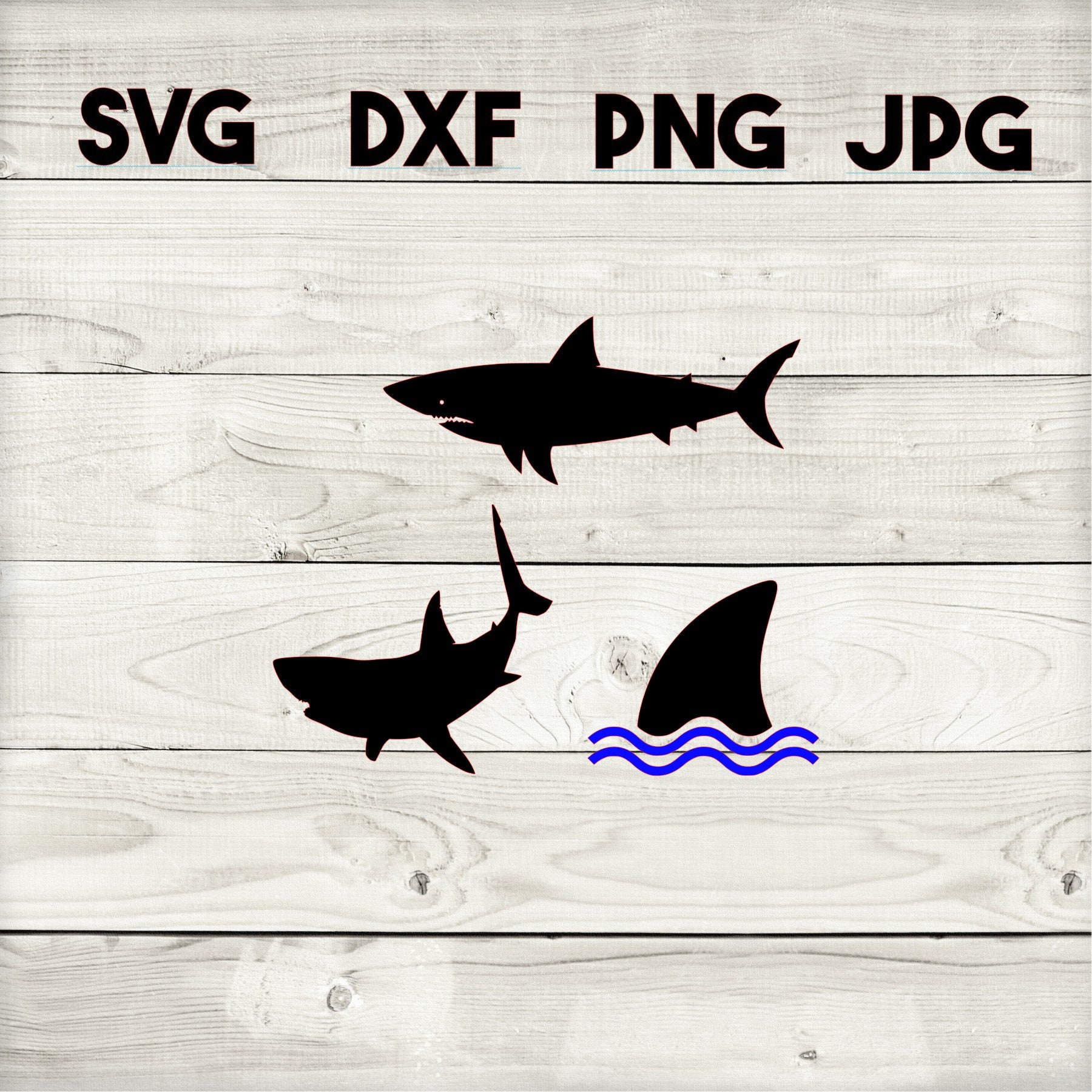 Tiburón SVG DXF png jpg descarga digital silueta cricut | Etsy