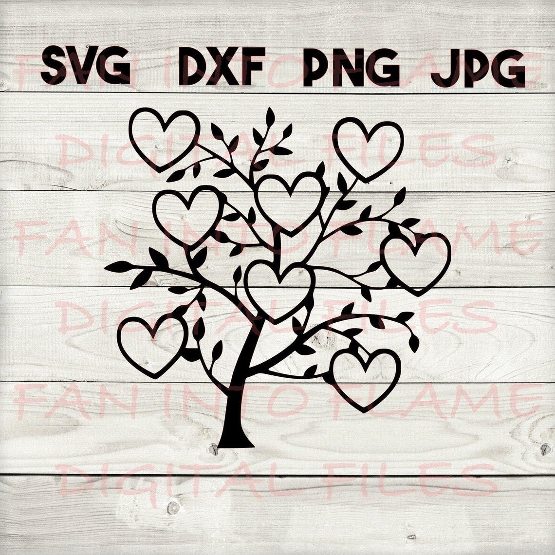 Heart Family Tree SVG DXF Png Jpg Digital Download - Etsy