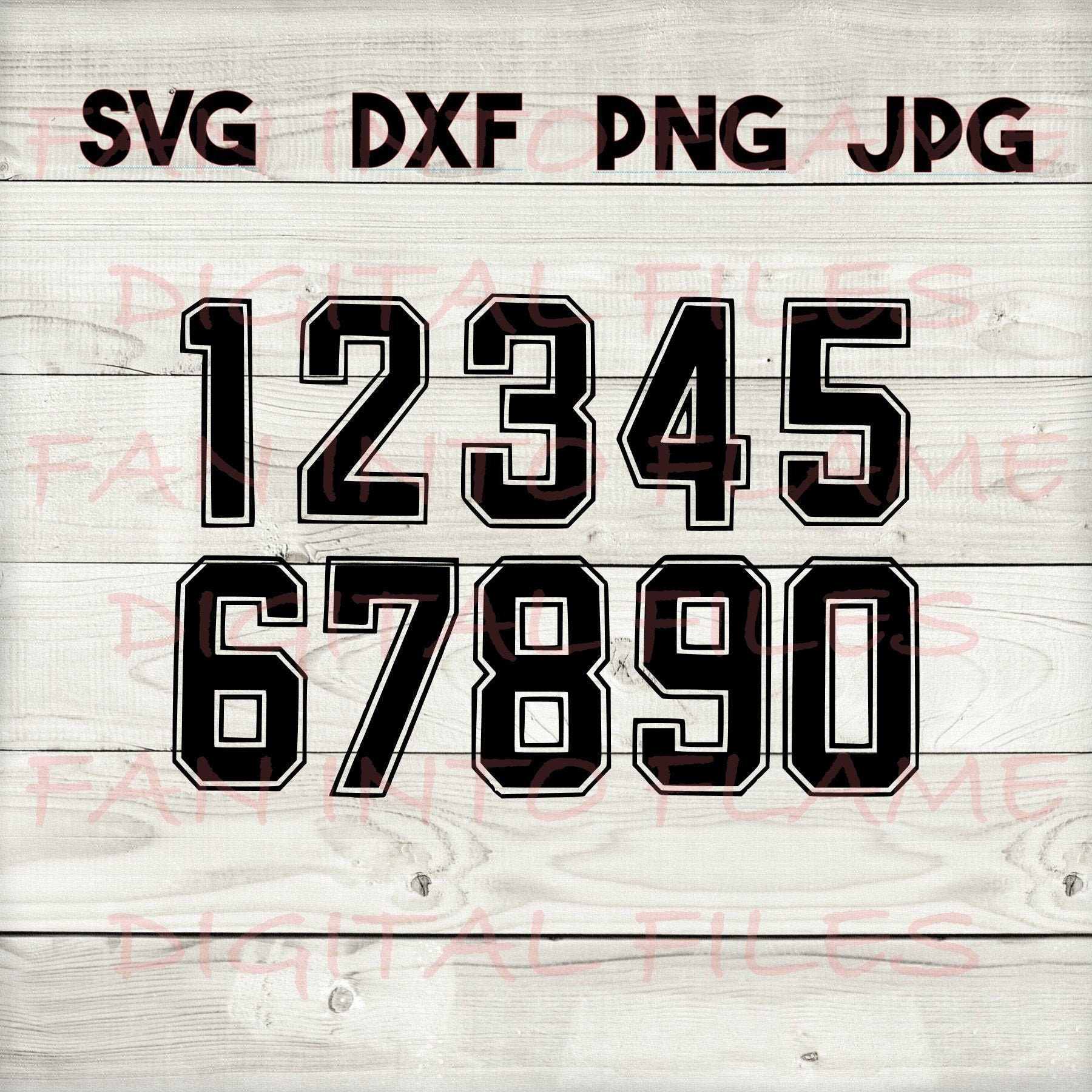 Jersey Number SVG DXF Png Jpg Digital Download - Etsy