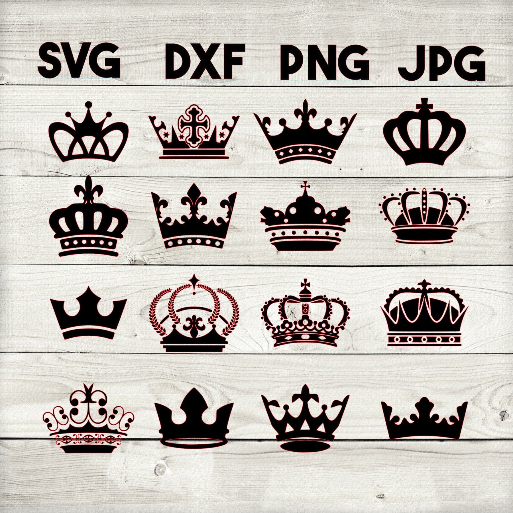 Crown 16 Bundle 2 SVG DXF Png Jpg Digital Download - Etsy
