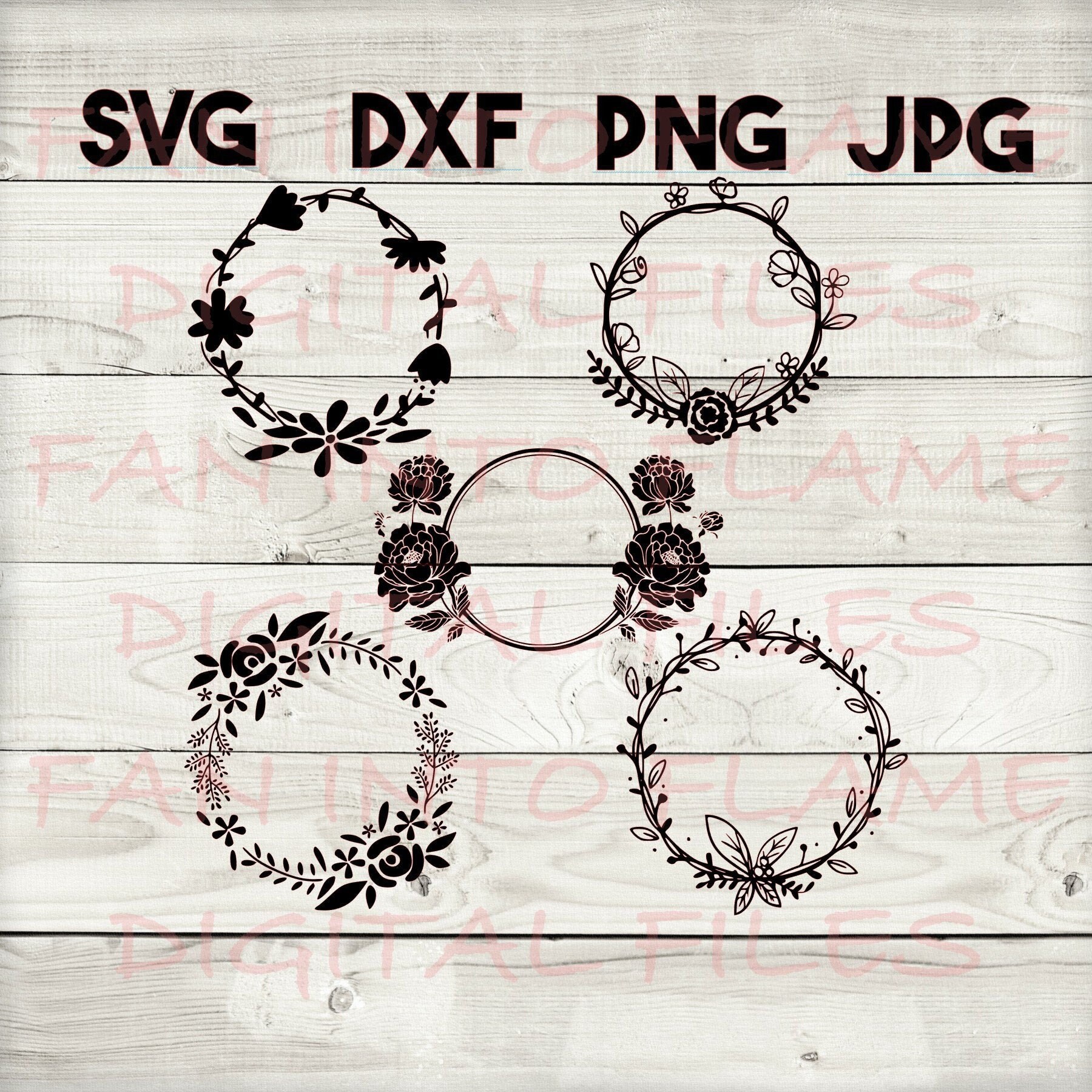 Marco floral SVG DXF png jpg descarga digital silueta - Etsy España