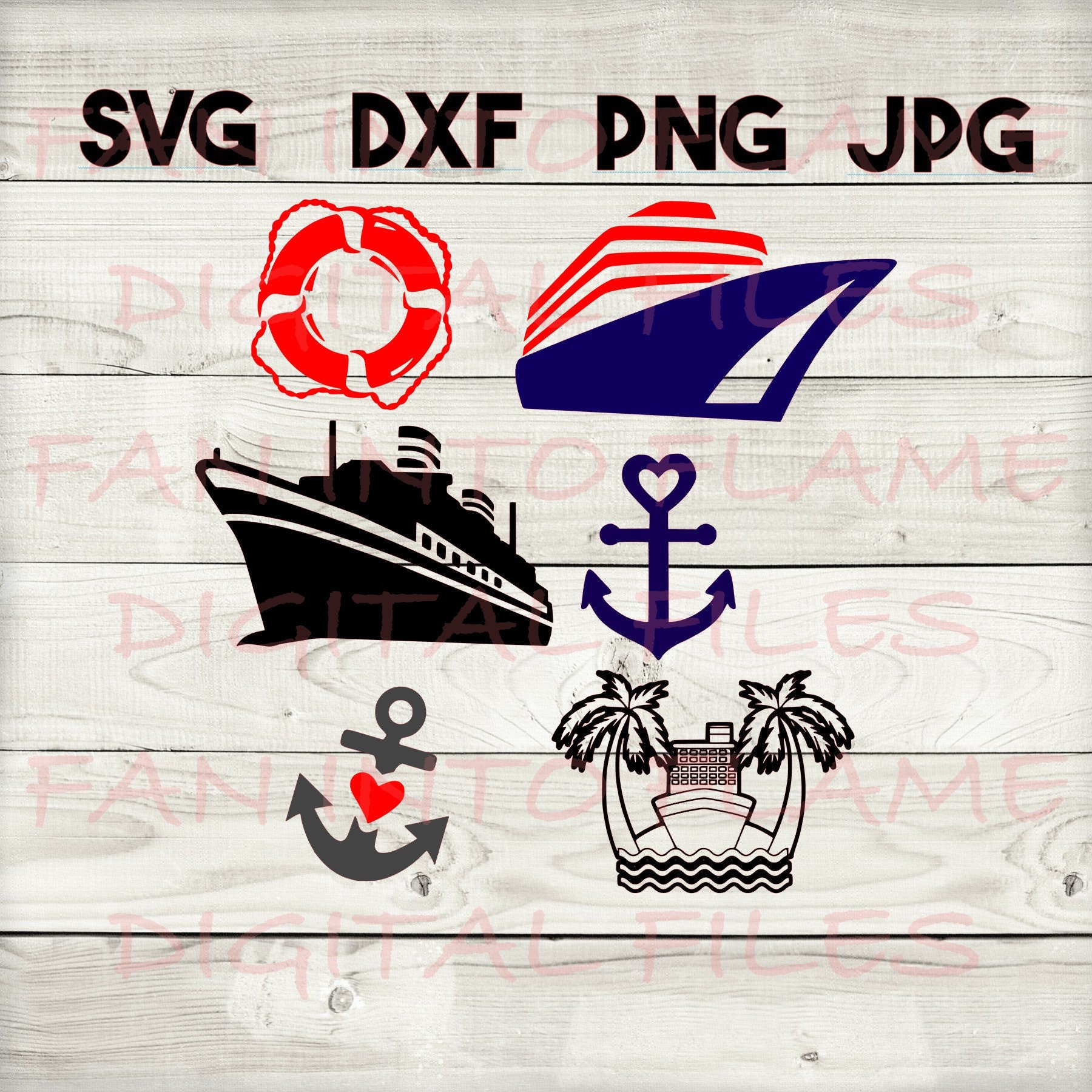 Crucero SVG DXF png jpg descarga digital silueta cricut - Etsy España