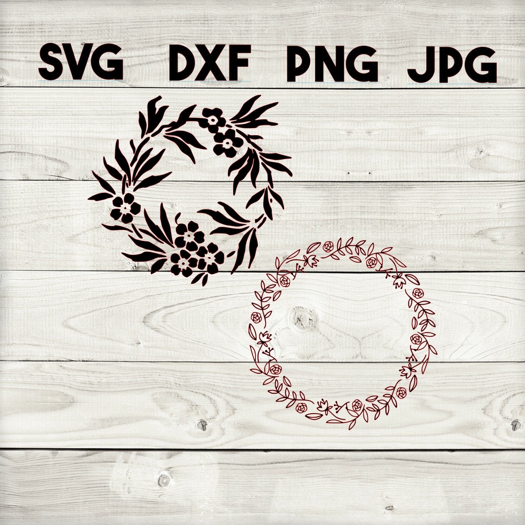 Wildflower Wreath SVG DXF Png Jpg Digital Download - Etsy