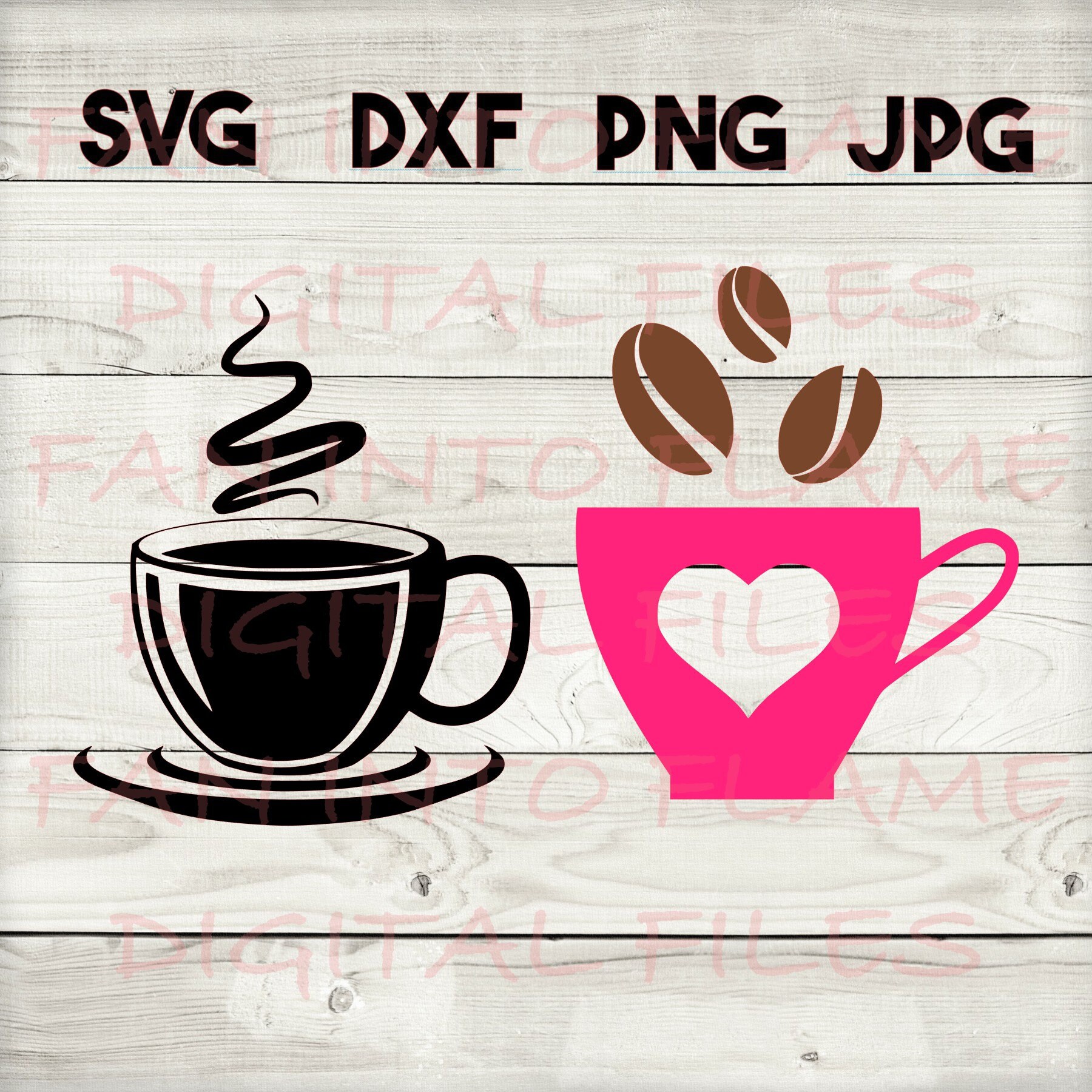 Coffee cups SVG DXF png jpg digital download silhouette | Etsy