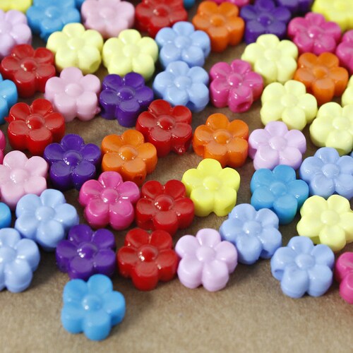 Colorful Acrylic Flower Beads for Jewelry Making Pastel Color - Etsy