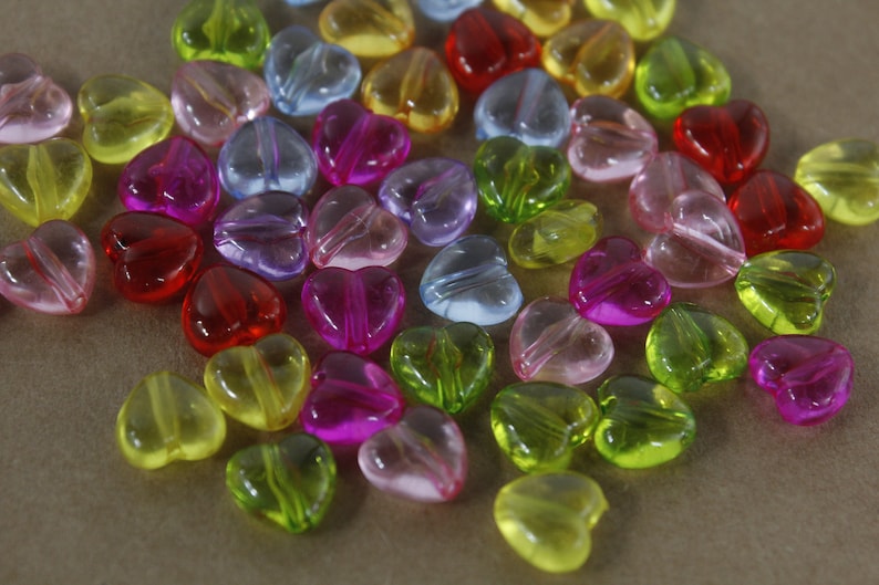 Acrylic Heart-shaped Colorful Beads for Jewelry Making for - Etsy