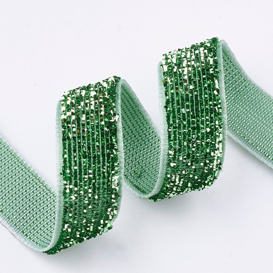 Sparkly Green 9.5mm Velvet Ribbon by the Yard Ribbon Trim for Hair Bow ...
