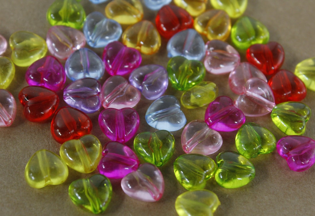 Acrylic Heart-shaped Colorful Beads for Jewelry Making for Kids Jewelry ...