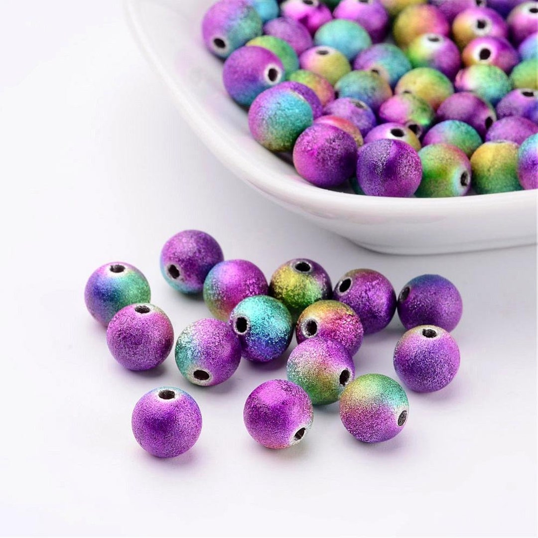 8mm Colorful Sparkle Beads for Bracelet Jewelry Making Purple Round ...