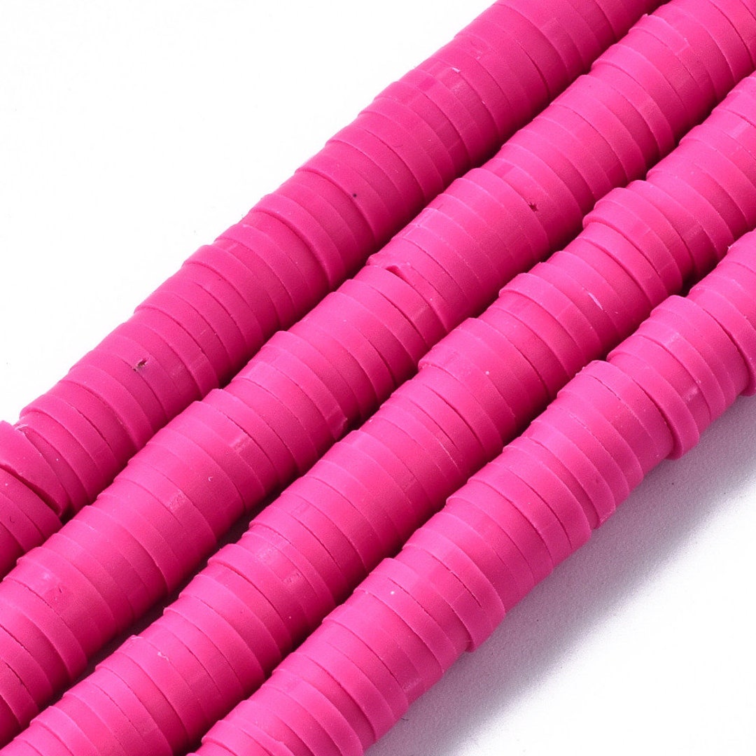 Magenta Pink Heishi Beads – 6mm Matte Polymer Clay Disc Beads for DIY ...