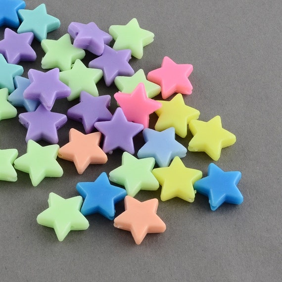 Plastic star beads for jewelry making Acrylic colorful for | Etsy