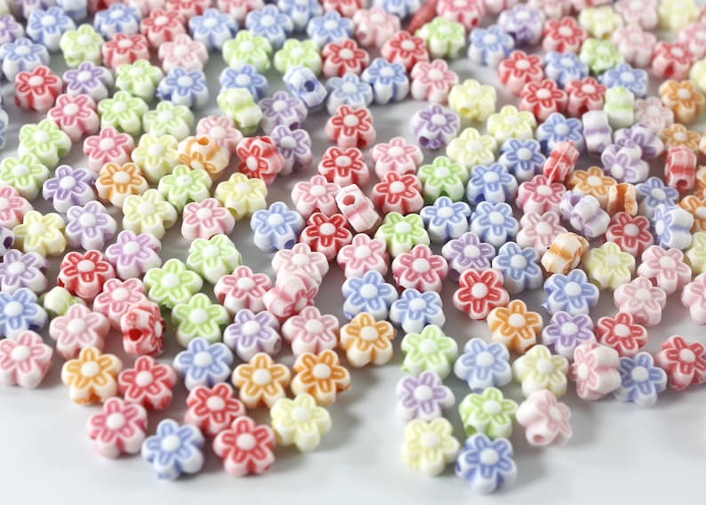 Colorful Acrylic Flower Beads for Jewelry Making Pastel Color - Etsy