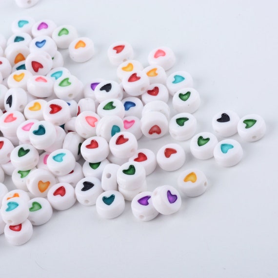 Acrylic heart round colorful beads for jewelry making for kids | Etsy