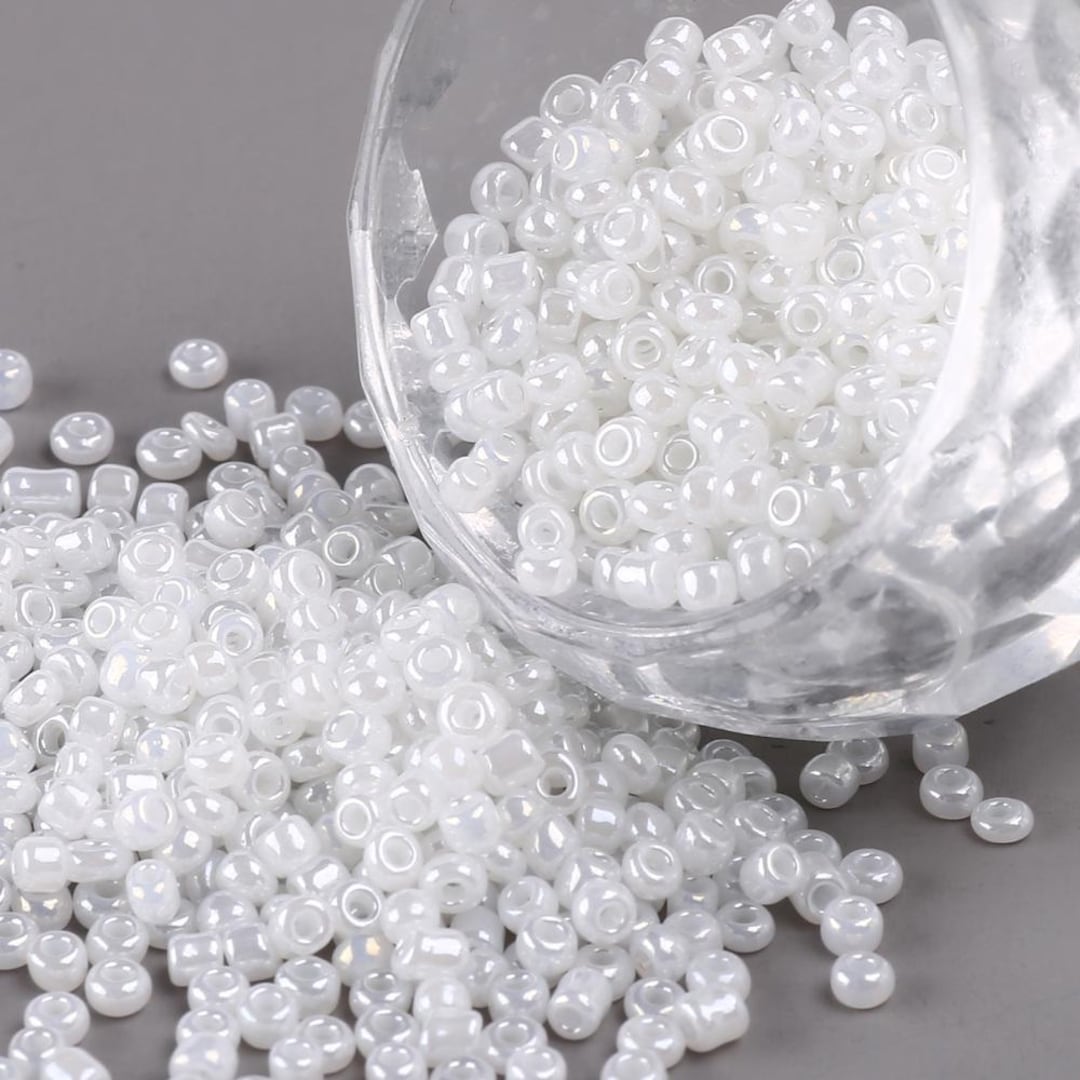 Gloss White Glass Seed Beads: 4mm Spacer Beads for Jewelry Making - Etsy