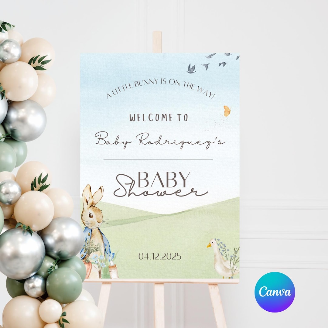 Peter the Rabbit Welcome Sign | 24x36 Sign | Editable Template | Peter ...