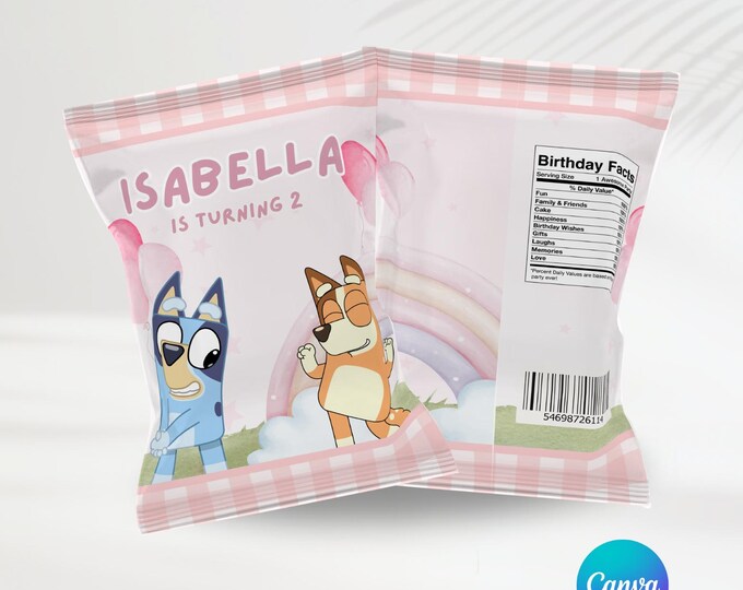 Editable Bluey Chip Bag - Etsy