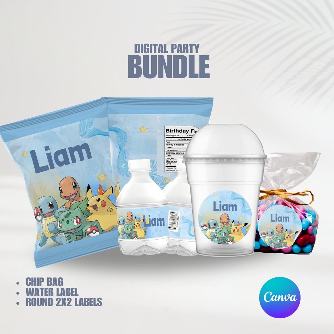 Pokemon Party BUNDLE | Editable Template | Pokemon Favors | Pokemon ...