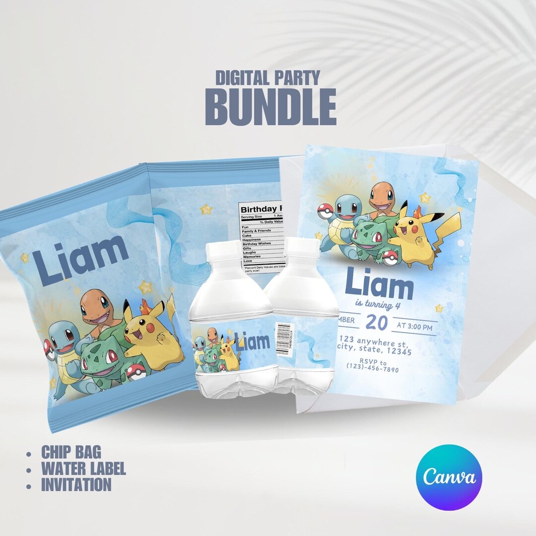 Pokemon Party BUNDLE | Editable Template | Pokemon Favors | Pokemon ...