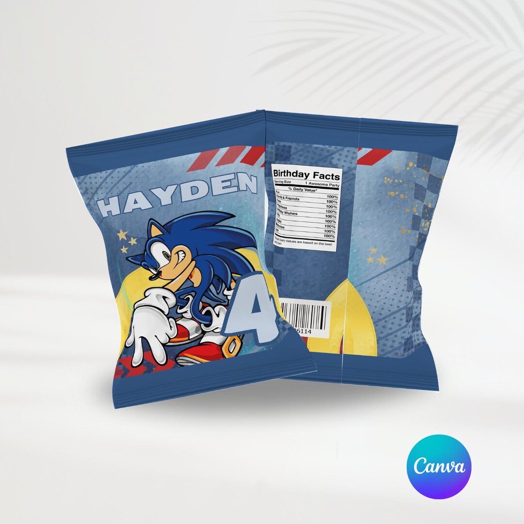 Sonic the Hedgehog Party Chips | Editable Template | Sonic Chip Bags ...