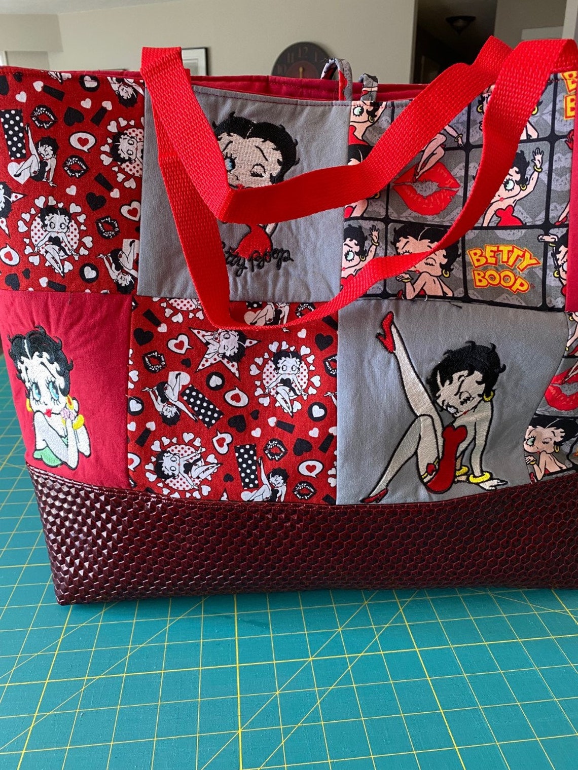 Embroidered Quilt Betty Boop Theme Tote, Shoulder, Grocery Bag - Etsy