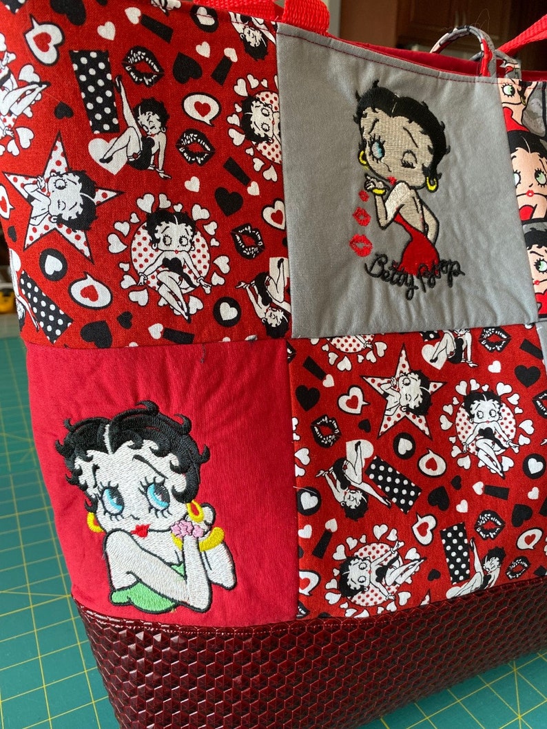 Embroidered Quilt Betty Boop Theme Tote, Shoulder, Grocery Bag - Etsy