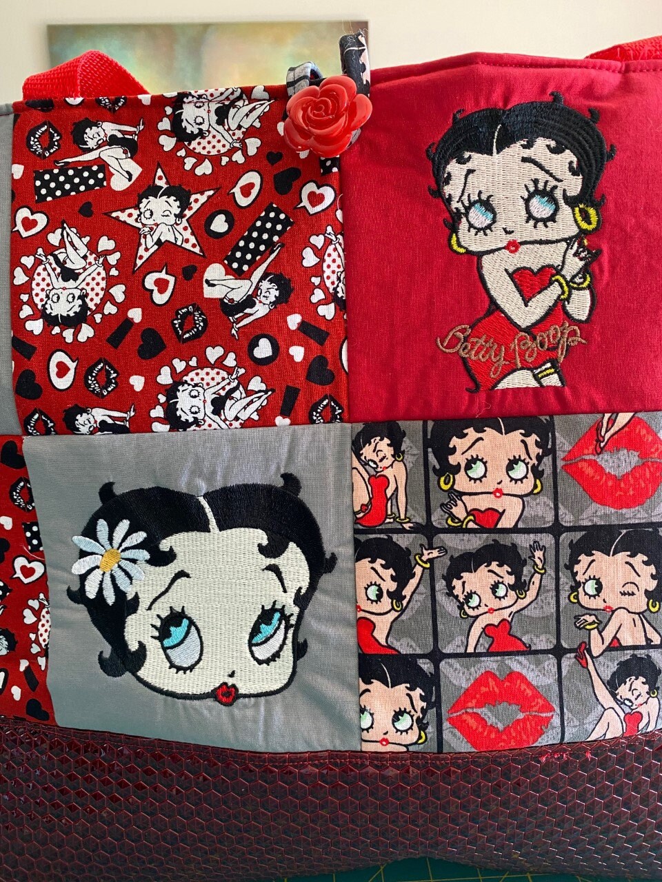 Embroidered Quilt Betty Boop Theme Tote, Shoulder, Grocery Bag - Etsy
