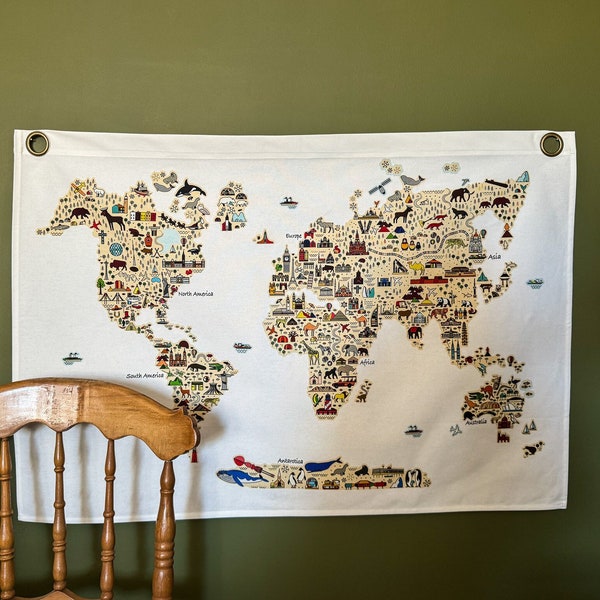 World Map Tapestry - Etsy