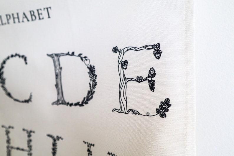 Floral ABC Sign Tapestry: Woodland Alphabet & Numbers Wall Hanging - Etsy