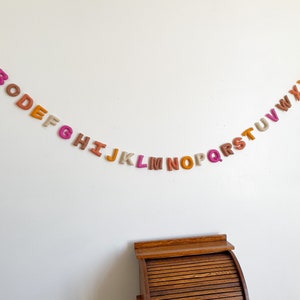 Alphabet Garland Felt ABC Garland Wall Hanging Eclectic Pink Boho Girls ...