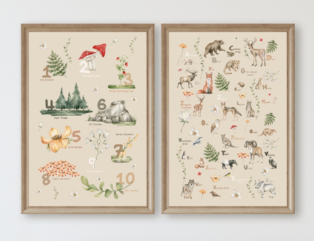Watercolor Woodland Alphabet Poster: Nursery ABC Print (digital ...