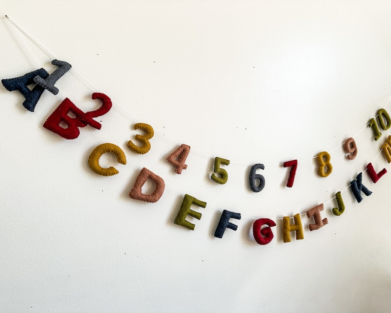Numbers Garland Felt - 123 Garland - Counting - Rainbow Boho Vibes - Etsy