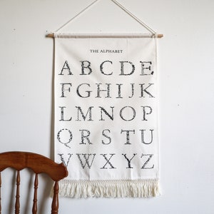 Floral ABC Sign Tapestry: Woodland Alphabet & Numbers Wall Hanging - Etsy