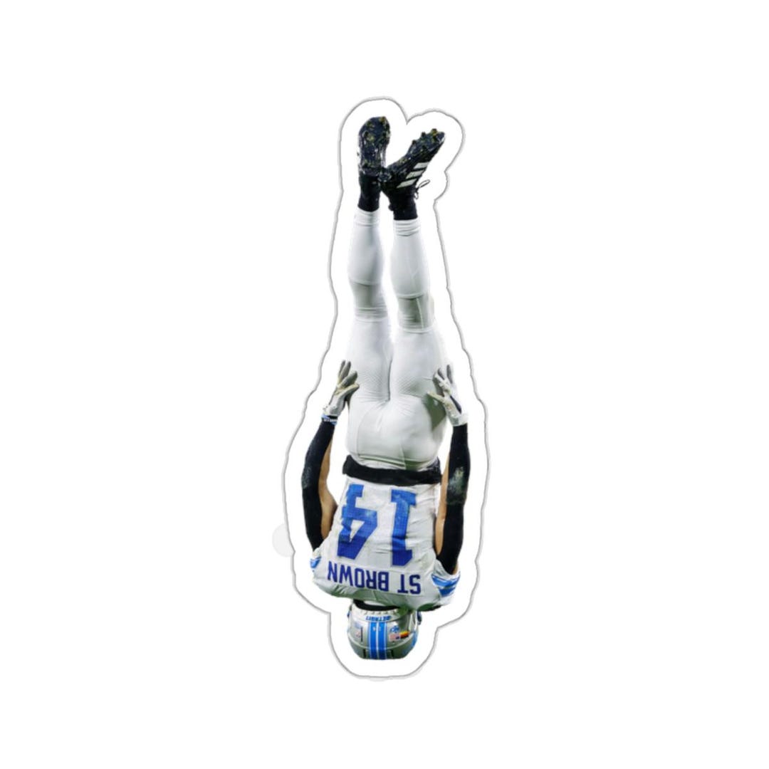 Amon Ra St Brown Standing on His Head Detroit Lions Sticker - Unique ...