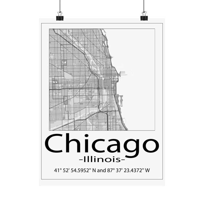 Chicago Illinois Map Poster - Etsy