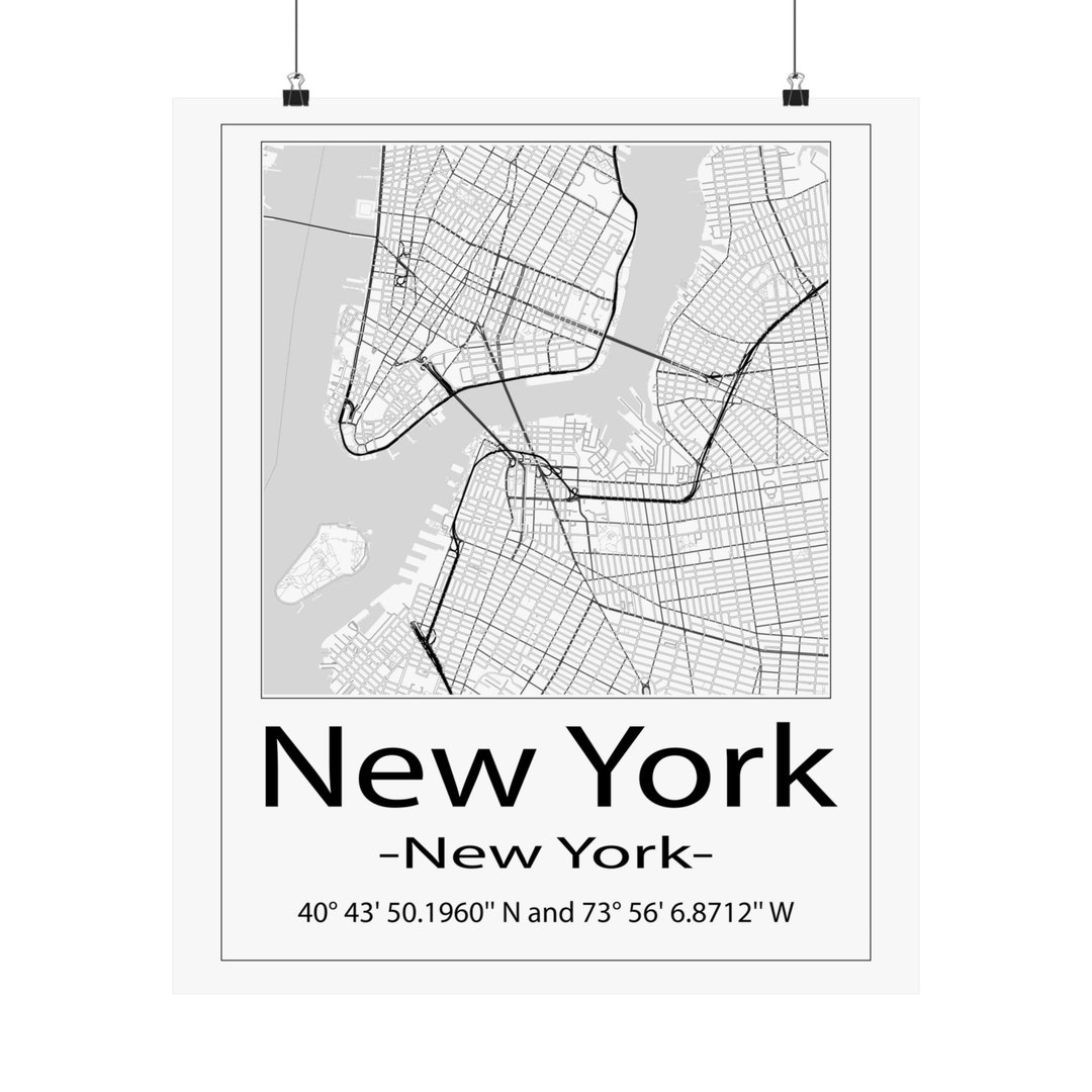 New York, New York Map Poster - Etsy