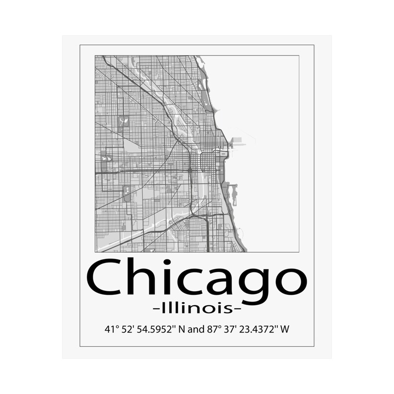 Chicago Illinois Map Poster - Etsy