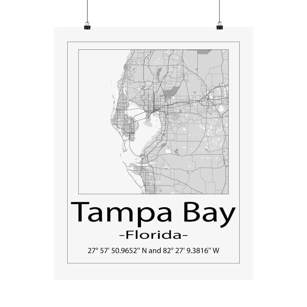 Tampa Bay Florida Map Poster - Etsy