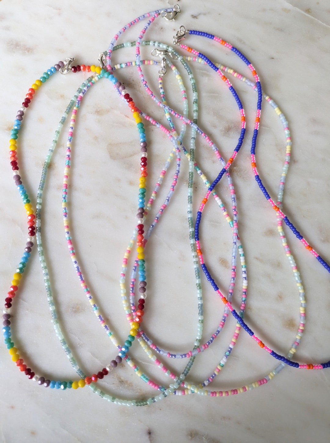 Spring Necklaces - Beaded Necklaces - Seed Bead Choker - Y2K Necklaces ...