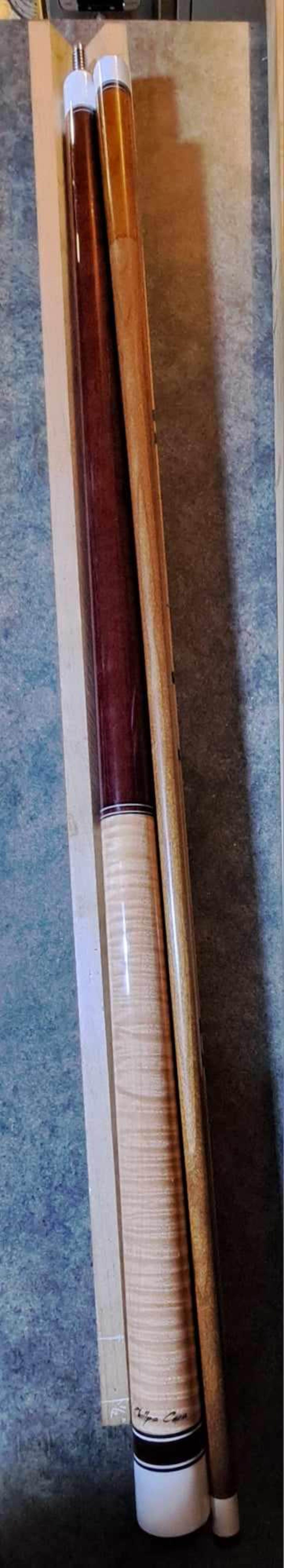 Purpleheart Into 5A Quality Curly Maple Handle Pool Cue WITH Torrified ...