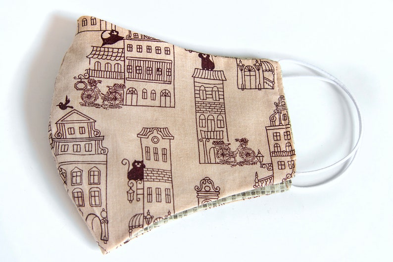 Cute Cat Face Mask, 100% Cotton, Reversible Fashionable Mask ...