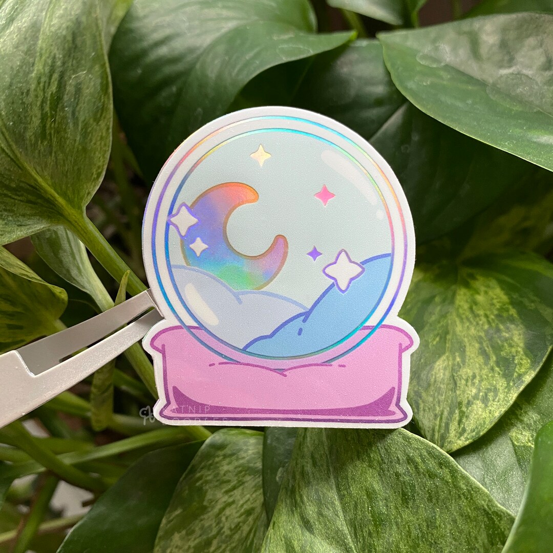 Crystal Ball Holographic Vinyl Sticker Cute Magical Witch Original ...