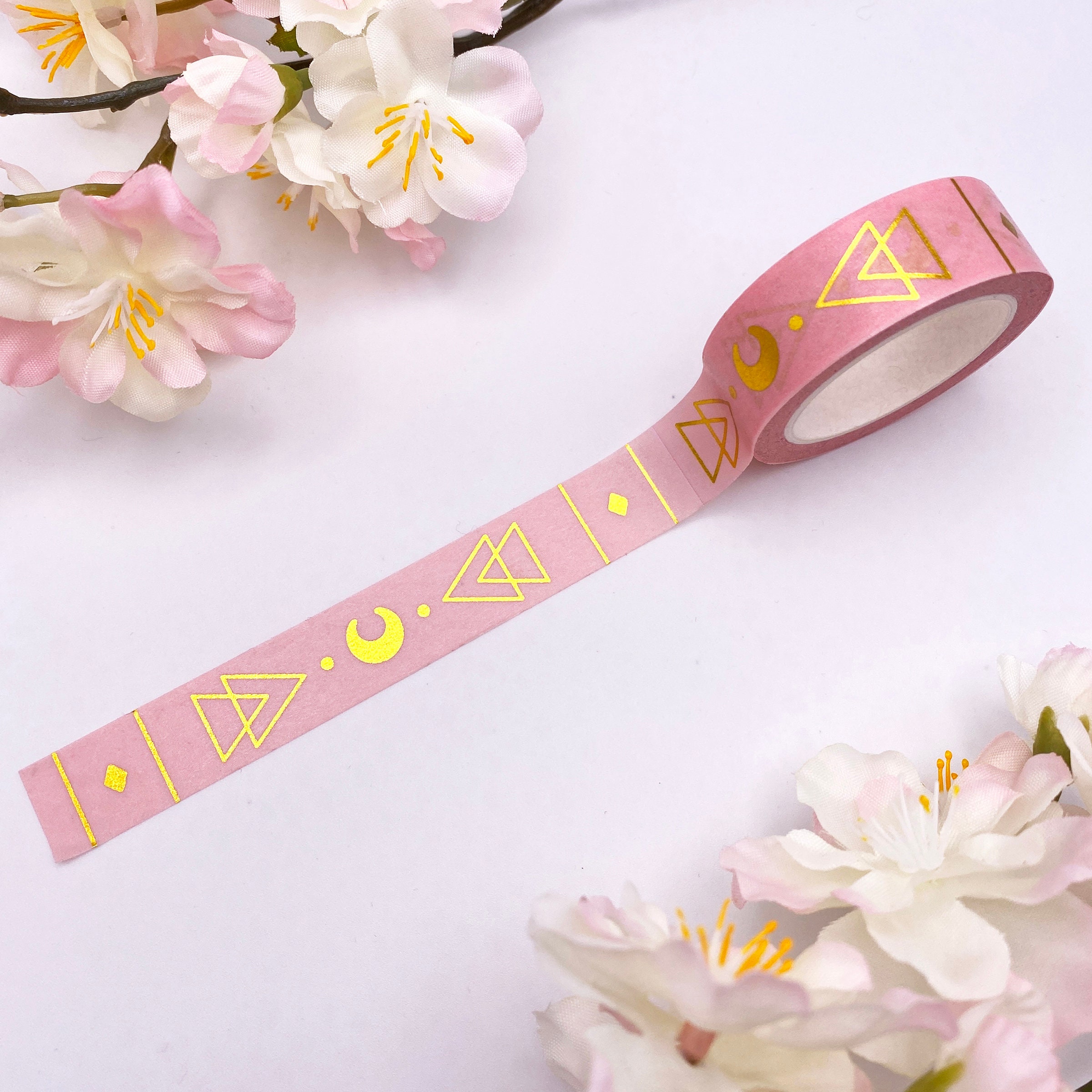 Pink Moon Aesthetic Washi Tape Original Washi Tape With Gold - Etsy