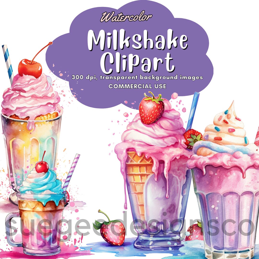Watercolor Milkshake Clipart, Clipart Desert Png Files, Instant ...