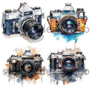 Watercolor Vintage Camera Clipart, Clipart Bundle, Photo, Photo Camera ...