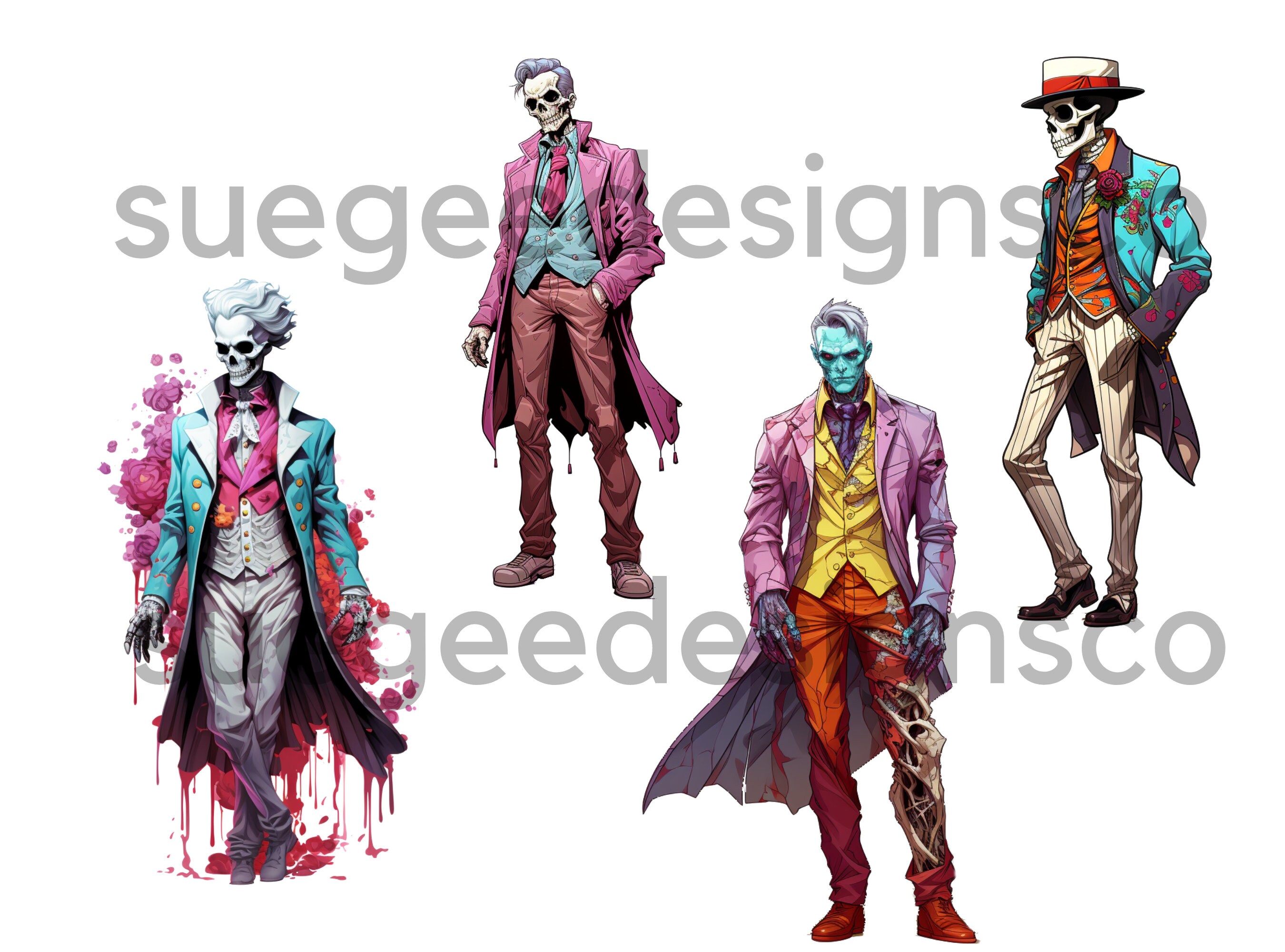 HALLOWEEN Modern Ghouls Men PNG Clip Art Setpng Digital - Etsy